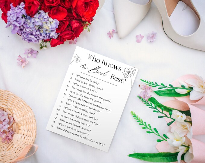 Bridal Shower Trivia Printable Bridal Party Game Template, Customizable ...