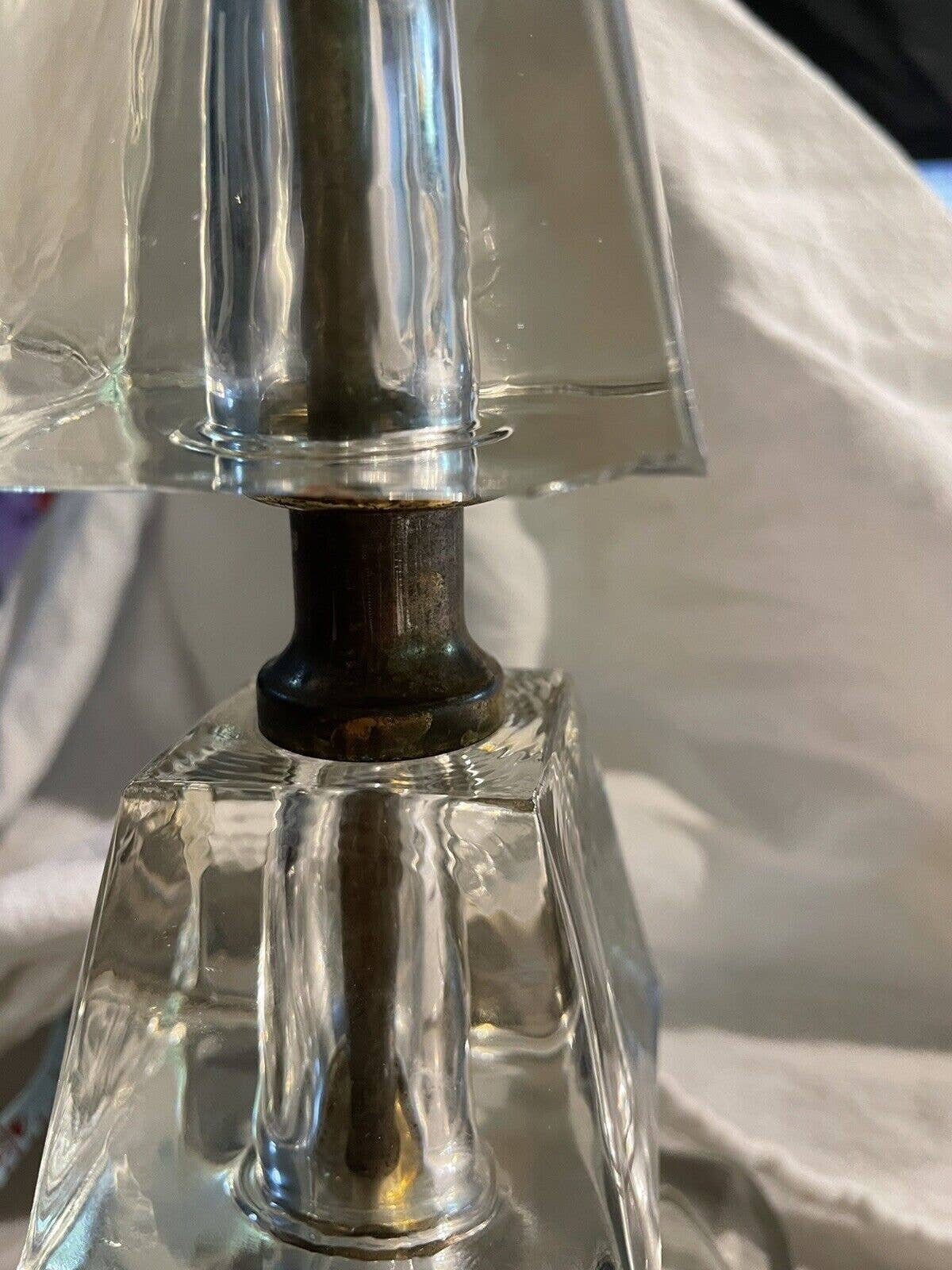 Vintage Art Deco Glass Lamps Pair Stacked Cubes Boudoir 1930s Etsy