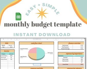 Monthly Split Budget Spreadsheet for Google Sheets Track Expenses and ...