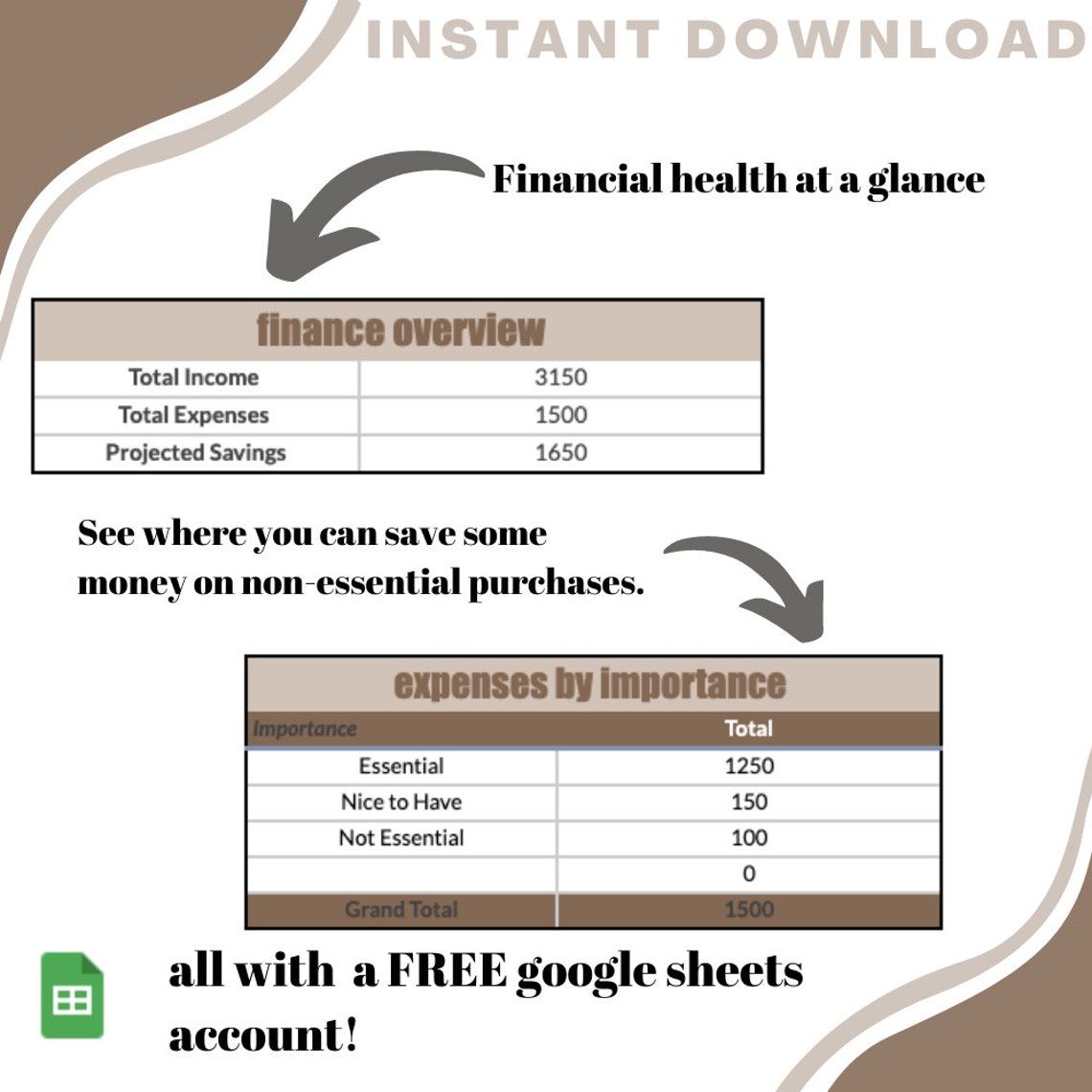 Digital Google Sheets Monthly Budget Tracker Financial - Etsy