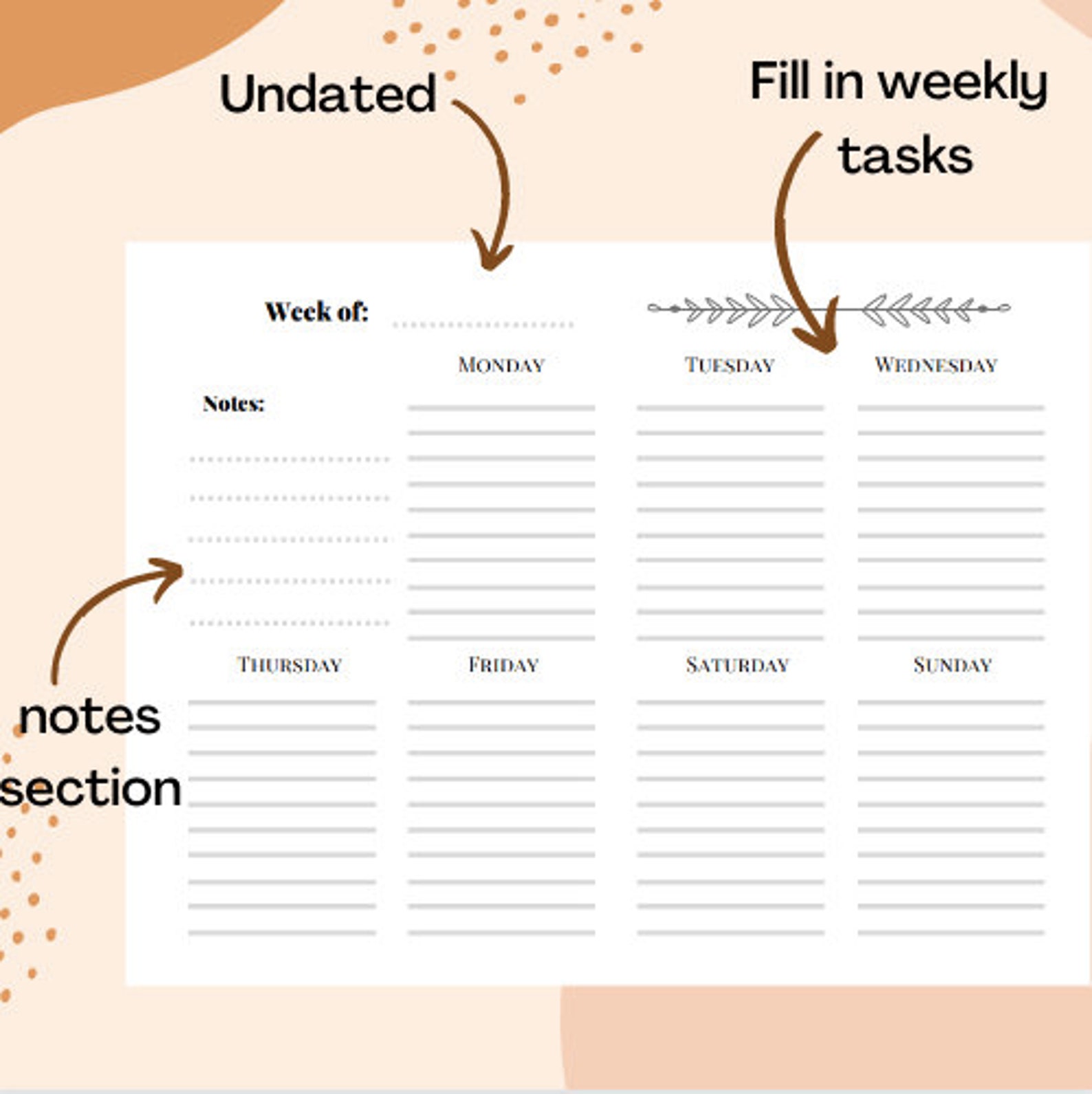 Printable Weekly Planner, Undated Daily Planner, Daily to Do List ...