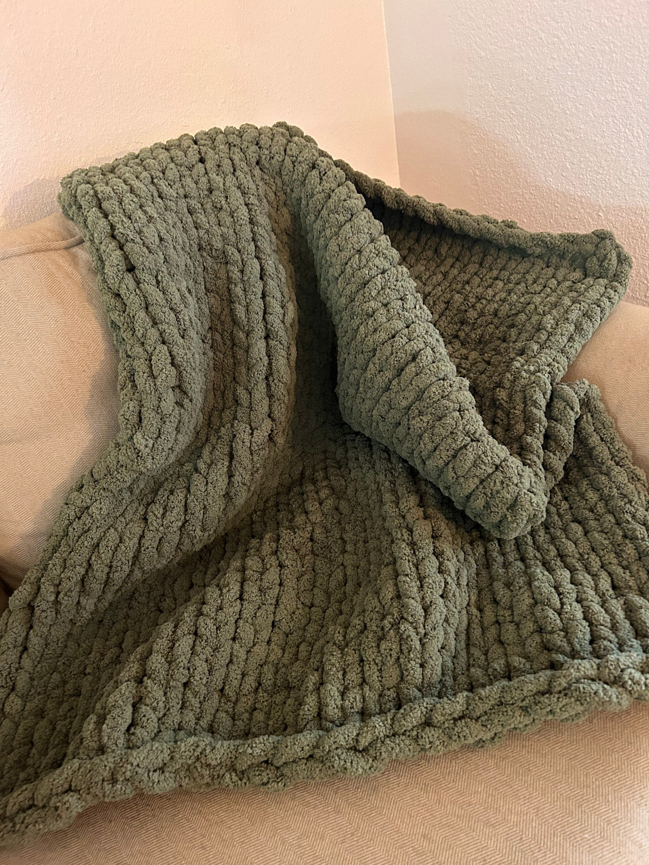 Chunky Knit Throw Blanket Hand Knit Crochet Blanket - Etsy