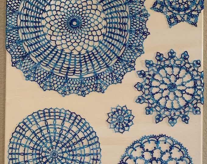 Hand Tatted Lace Wall Décor item: Canvas 004 - Etsy