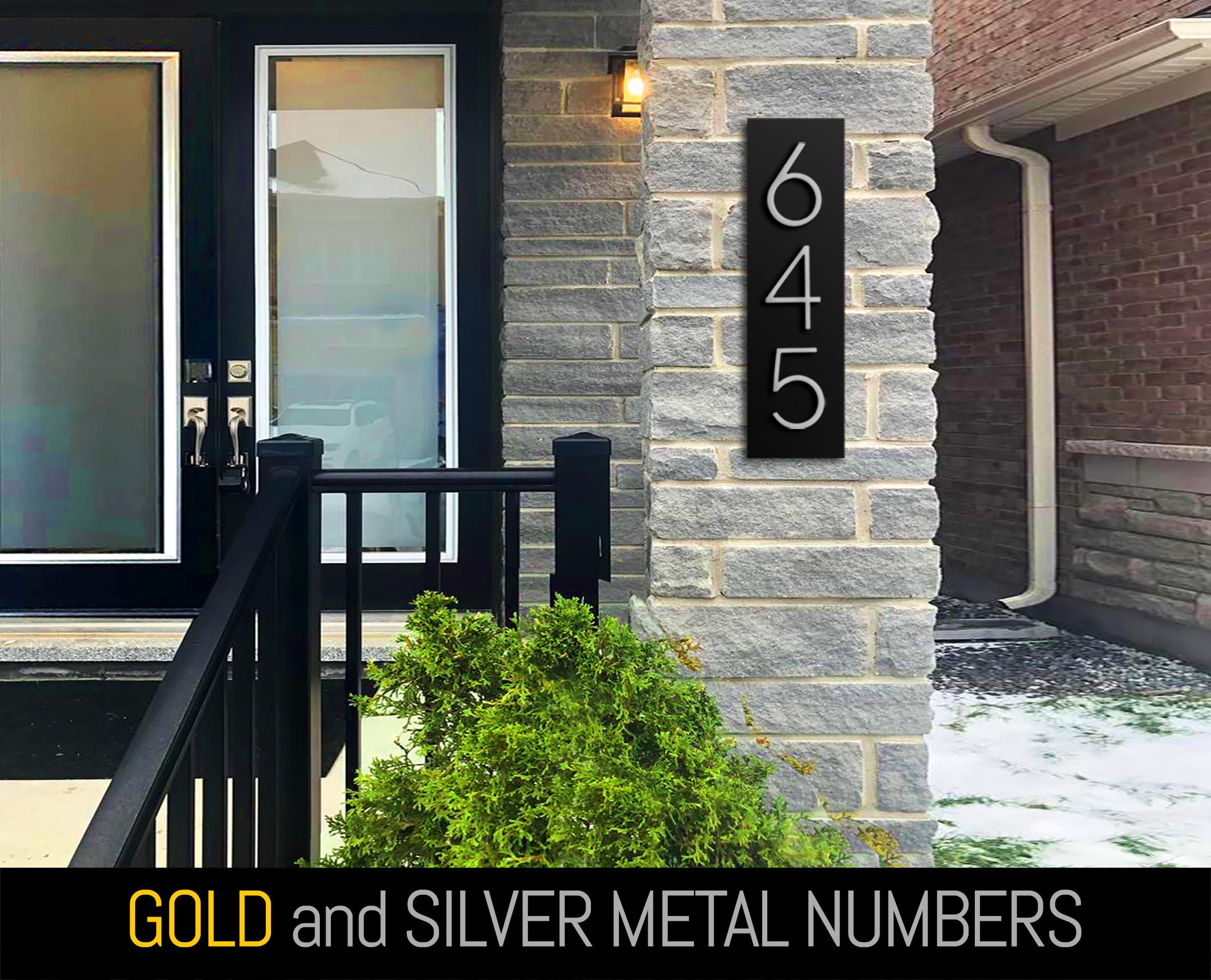 Metal House Number House Numbers Modern Address Sign With Metal Numbers ...