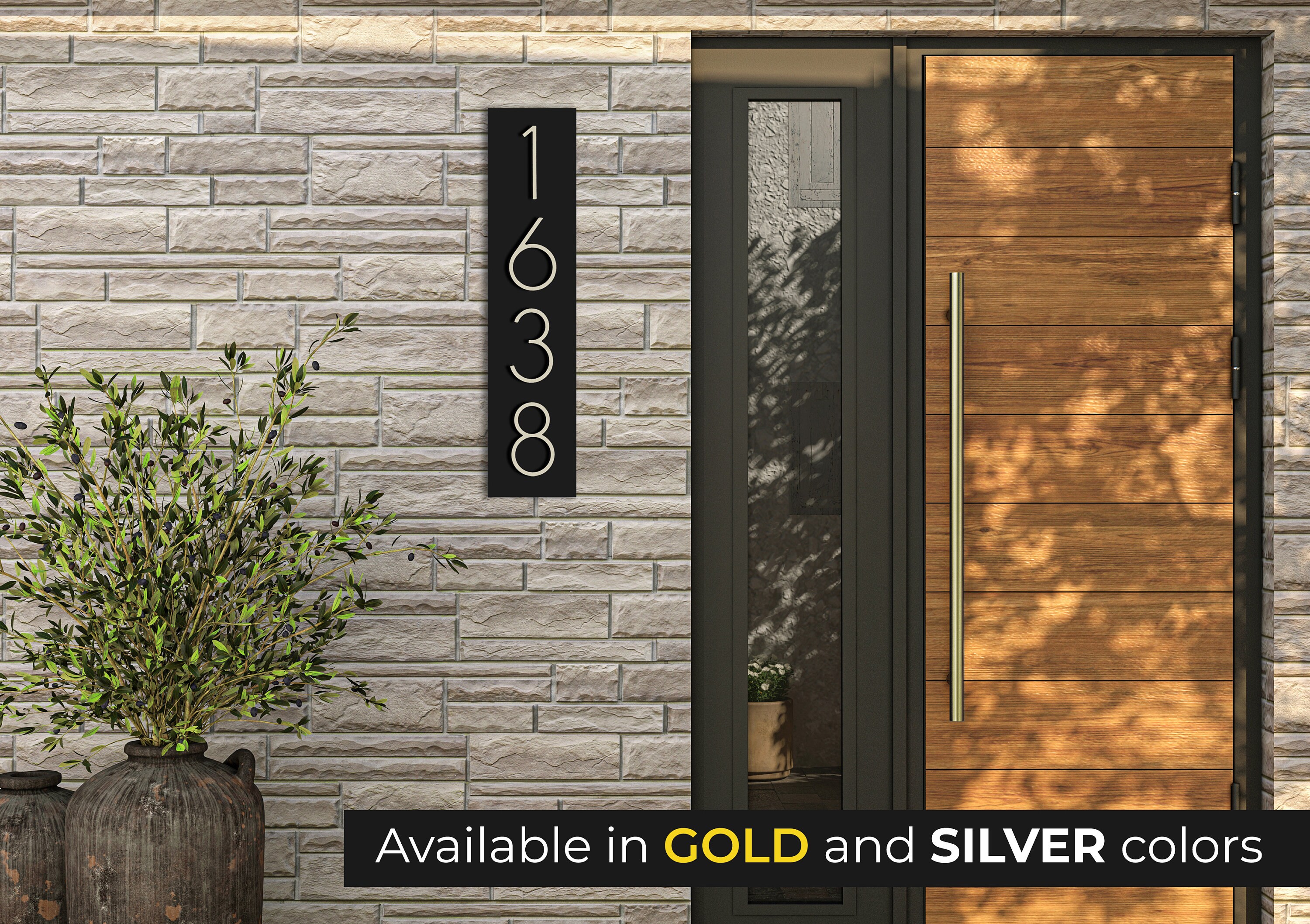 Metal House Number House Numbers Modern Address Sign With Metal Numbers ...