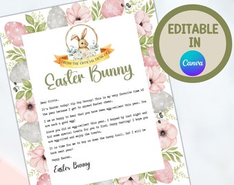 Printable Official Letter From the Desk of the Easter Bunny, Editable ...