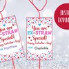 Crazy Straw Valentine Tag Template, Kids Silly Straw Valentines Card ...