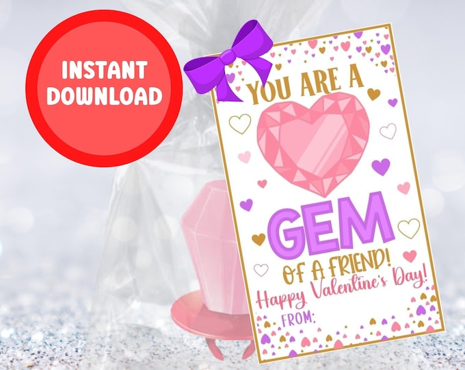 GEM OF A FRIEND Valentines Tag - Etsy Canada