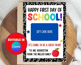 Printable First Day of School Gift Card Holder, Welcome Back to School ...