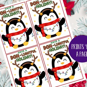 Christmas Play Doh Holder Penguin, Printable Holiday Class Gifts, Play ...