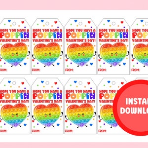 Valentines Pop It Tags, Poppin Labels, Download, Classroom Valentine ...