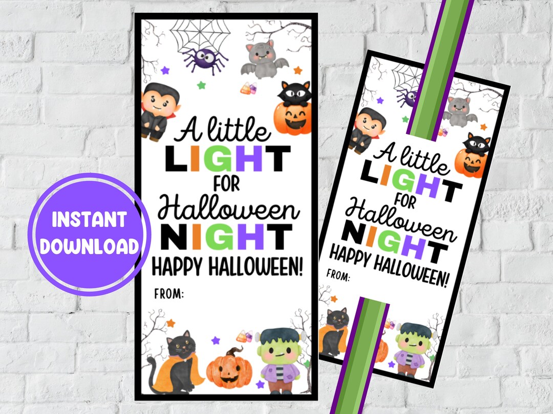 Glow Stick Tag, A Little Bit of Light for Halloween Night, Printable ...