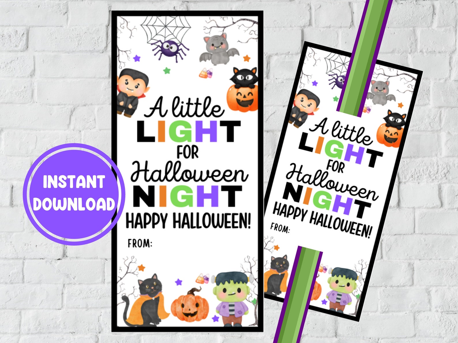 Glow Stick Tag, A Little Bit of Light for Halloween Night, Printable ...
