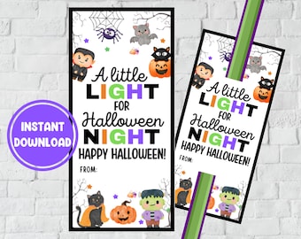 Printable Glow Stick Tag, A Little Bit of Light for Halloween Night ...