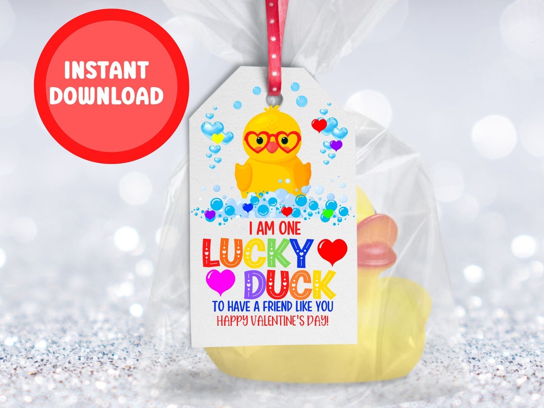 Lucky Duck Valentine's Day Tags, Printable Valentine, Classroom School ...