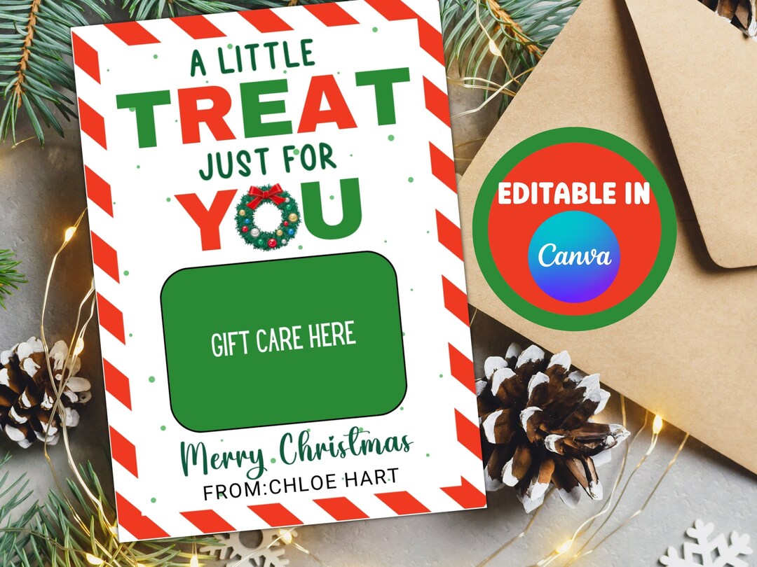 Christmas Gift Card Printable A Little Treat 5x7 Gift Card - Etsy