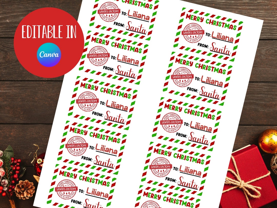 Christmas Gift Labels, From Santa Claus, Kids Name Tag, Printable Santa ...