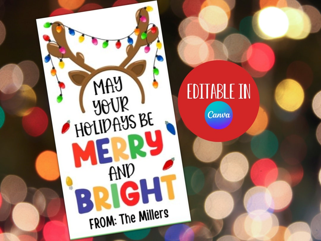 Christmas Gift Tags, Holiday Label, Holiday Gift Tags, Merry & Bright ...
