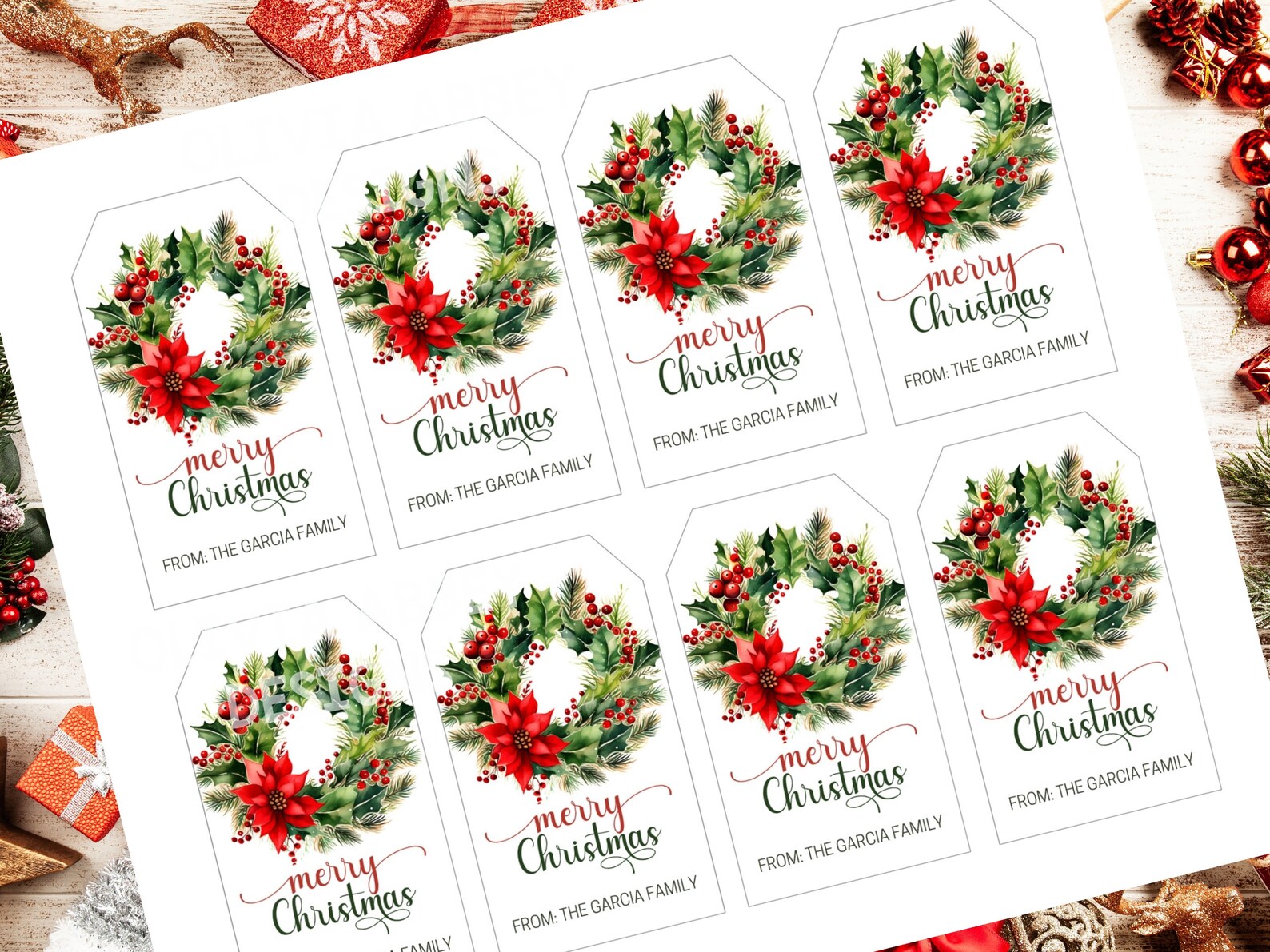 Editable Christmas Gift Tags, Merry Christmas Holiday Tags, Christmas ...