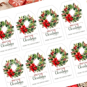 Editable Christmas Gift Tags, Merry Christmas Holiday Tags, Christmas ...