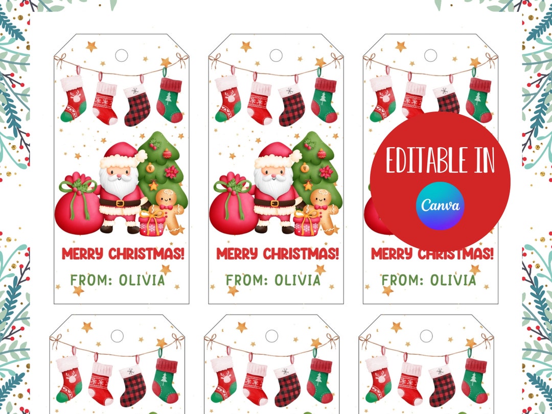 Editable Christmas Favor Tags, Holiday Classroom Gift Tags, Santa ...