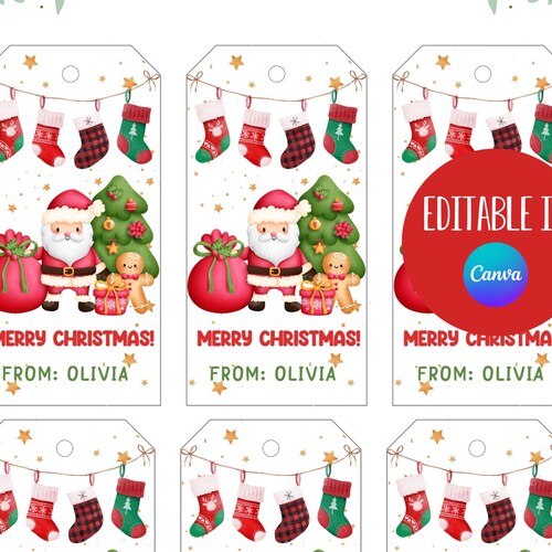 Editable Christmas Favor Tags Holiday Classroom Gift Tags - Etsy