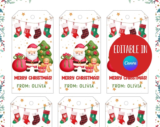 Editable Christmas Gift Tags, Santa Gift Tags, Santa Tags, Printable ...