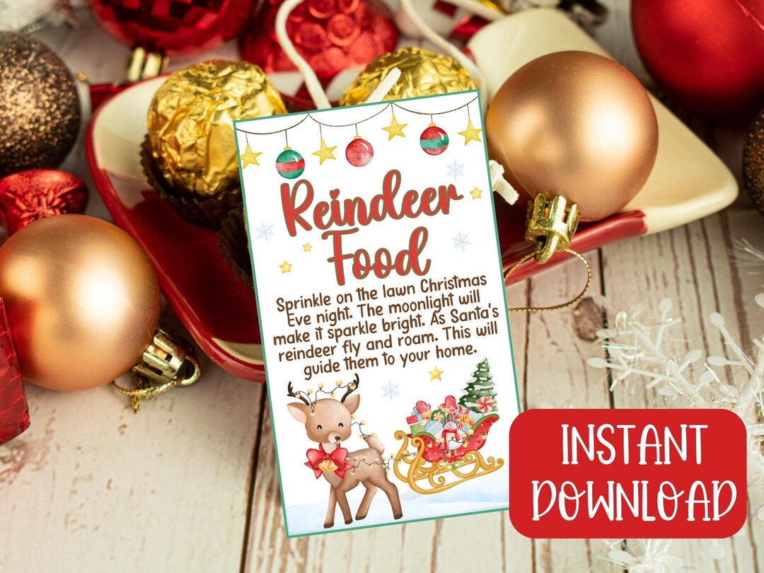 Reindeer Food Tag, Christmas Favors, Download Christmas Labels ...