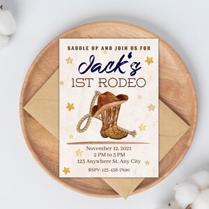 My First Rodeo Birthday Invitation, Western First Birthday Invitation ...