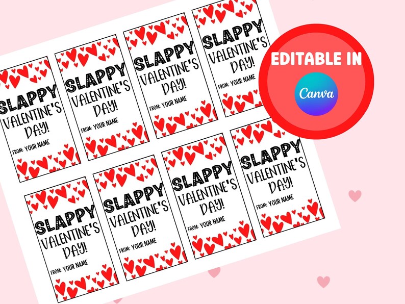 Editable Slap Bracelet Valentine's Day Gift Tag Slappy - Etsy