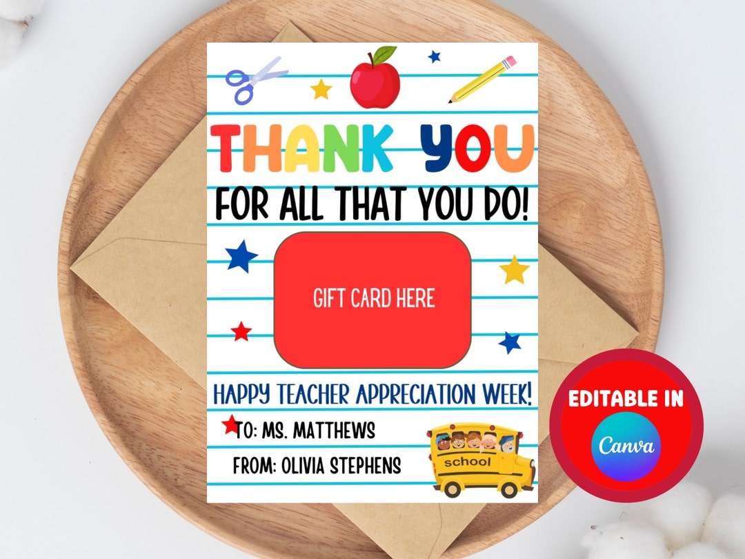 Printable Happy Teacher Appreciation Gift Card Holder, Last Day of ...