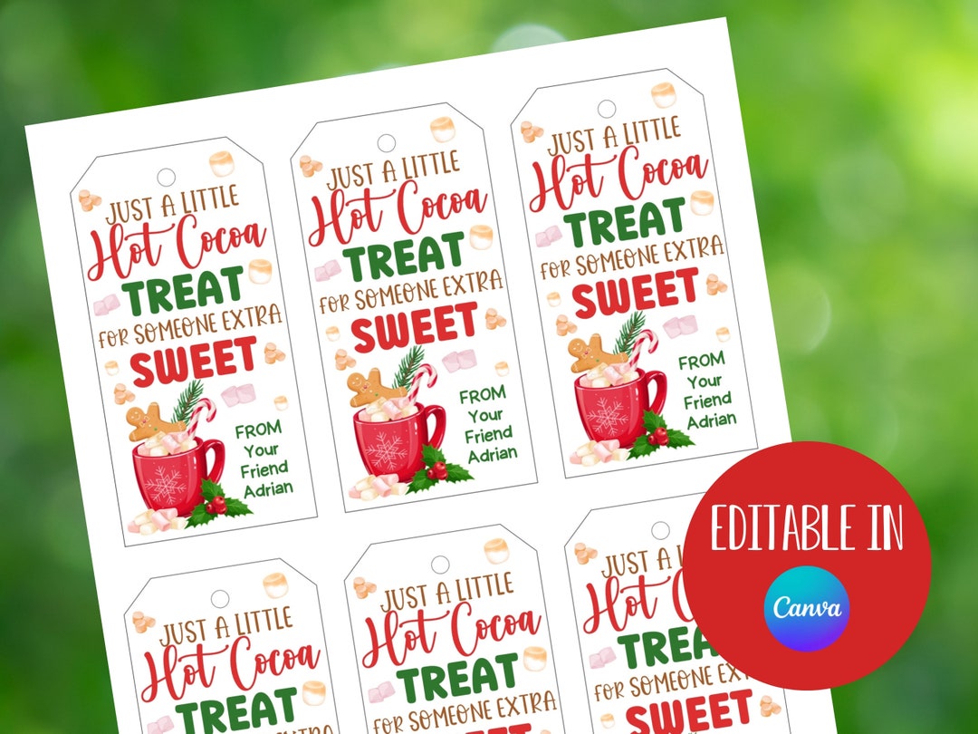 Hot Cocoa Christmas Gift Tag, Sweet Treat for Someone, Sweet Bag Tag ...