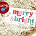 Printable Merry & Bright Christmas Gift Tag, Editable Christmas Gift ...