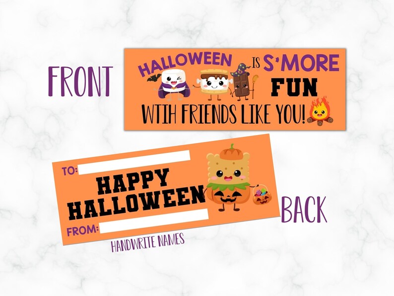 Halloween Favor Tags, PRINTABLE Halloween Tags, Smores Tags, S'mores ...