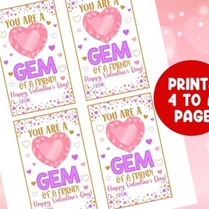 Ring Pop Valentine's Day Tag, Gem Candy Valentine's Label, School Favor ...