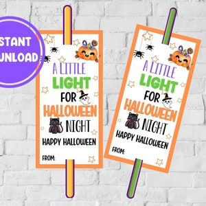 Glow Stick Tag, A Little Bit of Light for Halloween Night, Printable ...