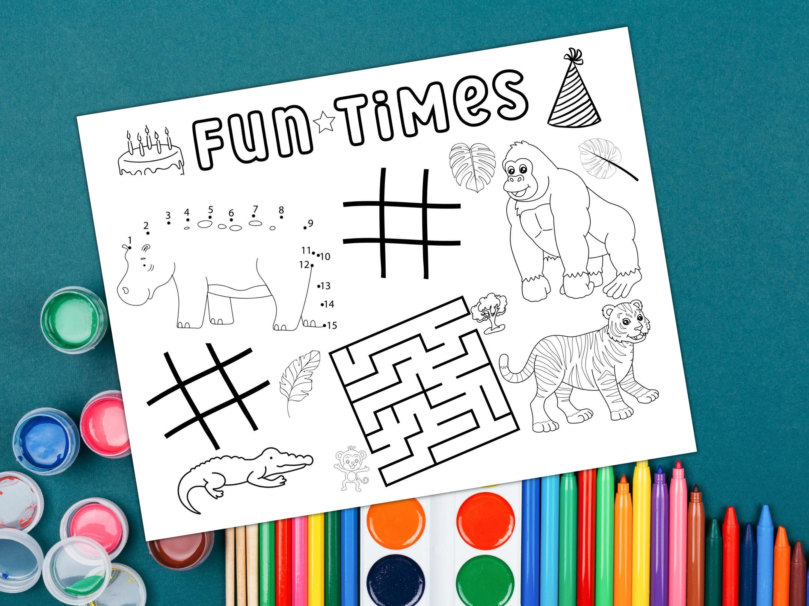 Zoo Animals Coloring Page Birthday Coloring Activity Wild - Etsy