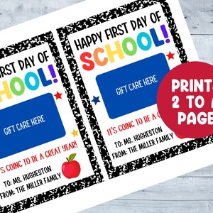 Printable First Day of School Gift Card Holder, Welcome Back to School ...