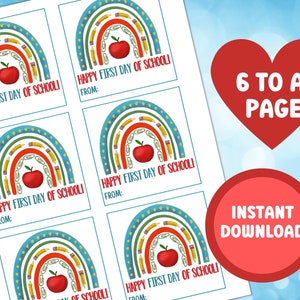 First Day of School Gift Tag, Teacher Appreciation Tag, Rainbow Gift ...