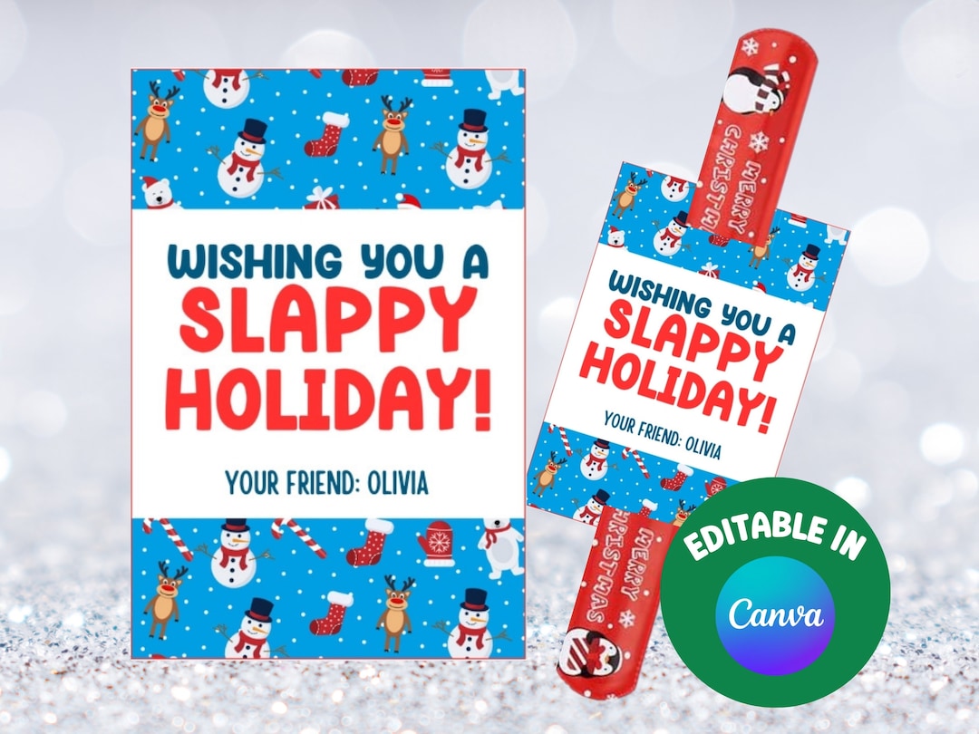 Printable Christmas Slap Bracelet Tag, Slappy Favor Tags, Treat Bag ...
