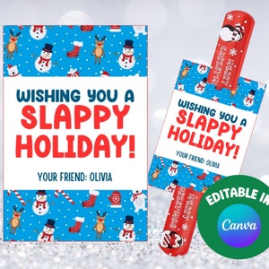 Printable Christmas Slap Bracelet Tag, Slappy Favor Tags, Treat Bag ...