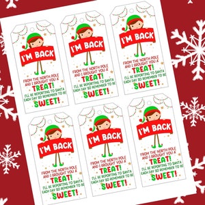 I Am Back Elf Gift Tags, Elf Tradition, Christmas Elf Returning, Gifts ...