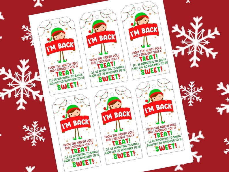 I Am Back Elf Gift Tags Elf Tradition Christmas Elf - Etsy