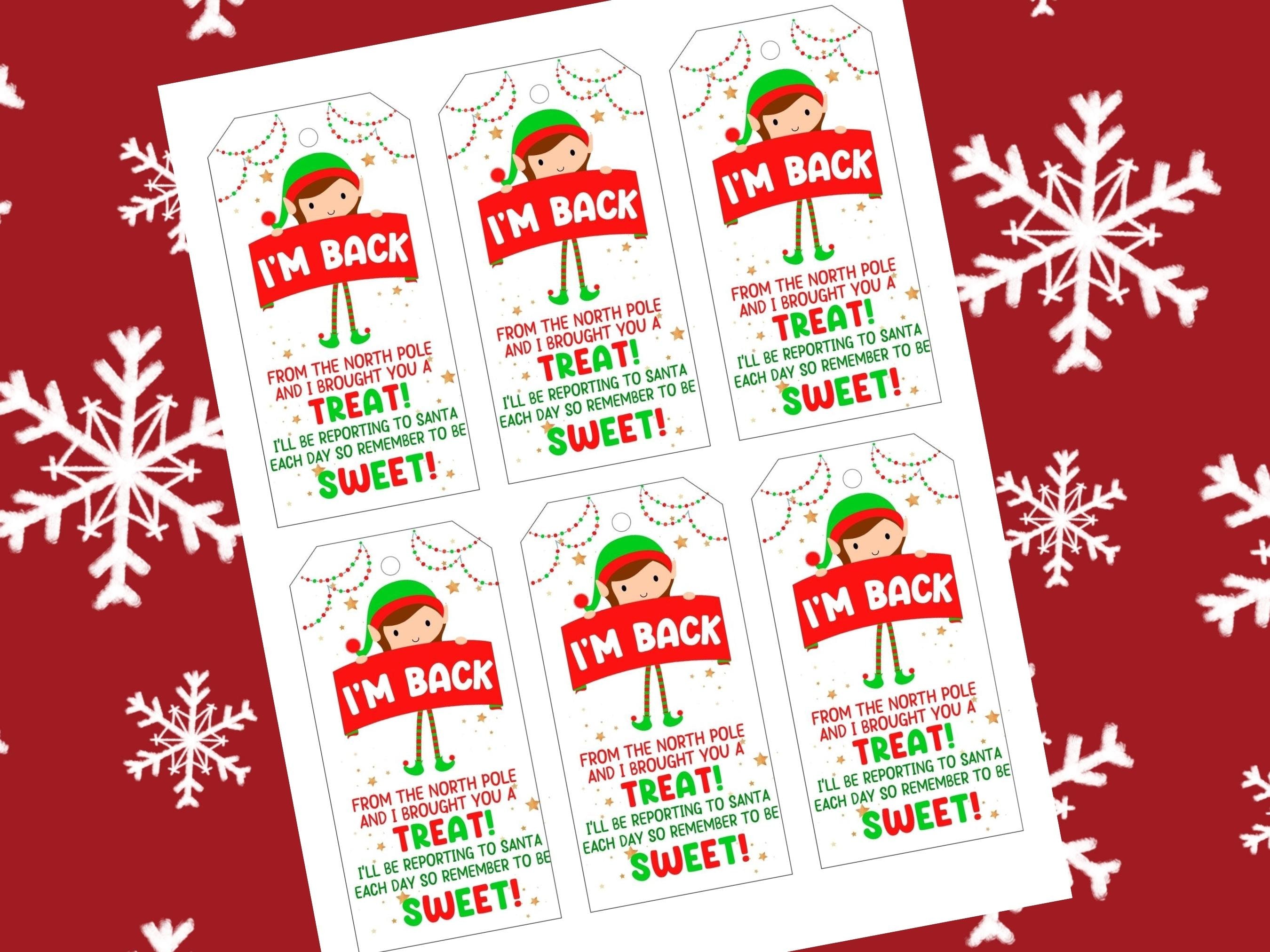 I Am Back Elf Gift Tags, Elf Tradition, Christmas Elf Returning, Gifts ...