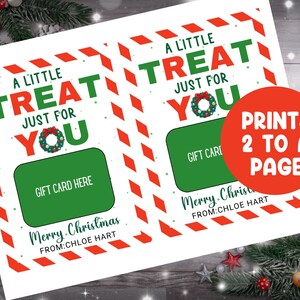 Christmas Gift Card Printable, A Little Treat, 5x7 Gift Card Holder ...