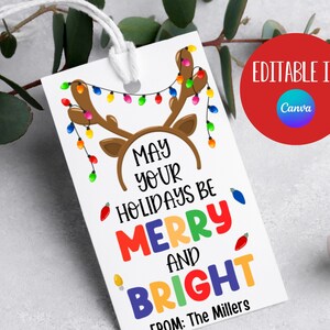 Christmas Gift Tags, Holiday Label, Holiday Gift Tags, Merry & Bright ...