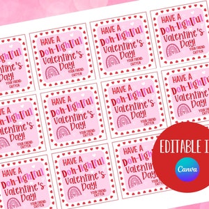 Playdough Valentine's Day Tag, Valentine Gift Label, Doh-light, Kids ...