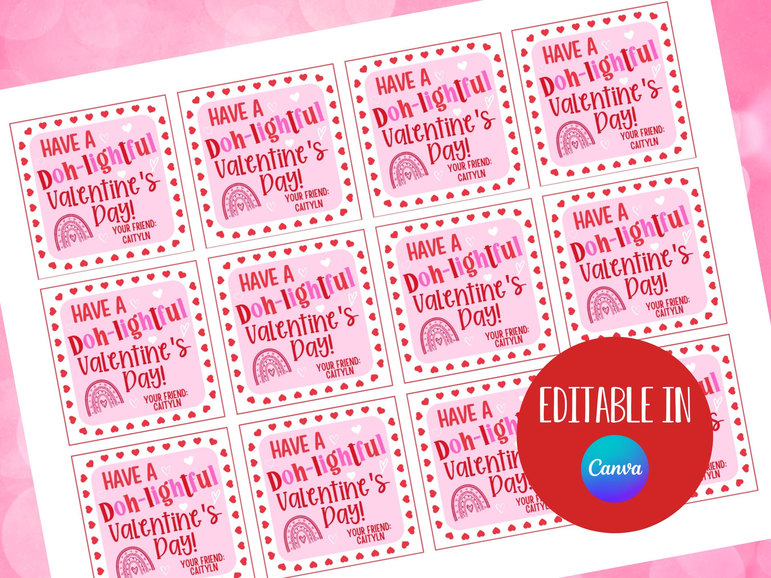Playdough Valentine's Day Tag, Valentine Gift Label, Doh-light, Kids ...