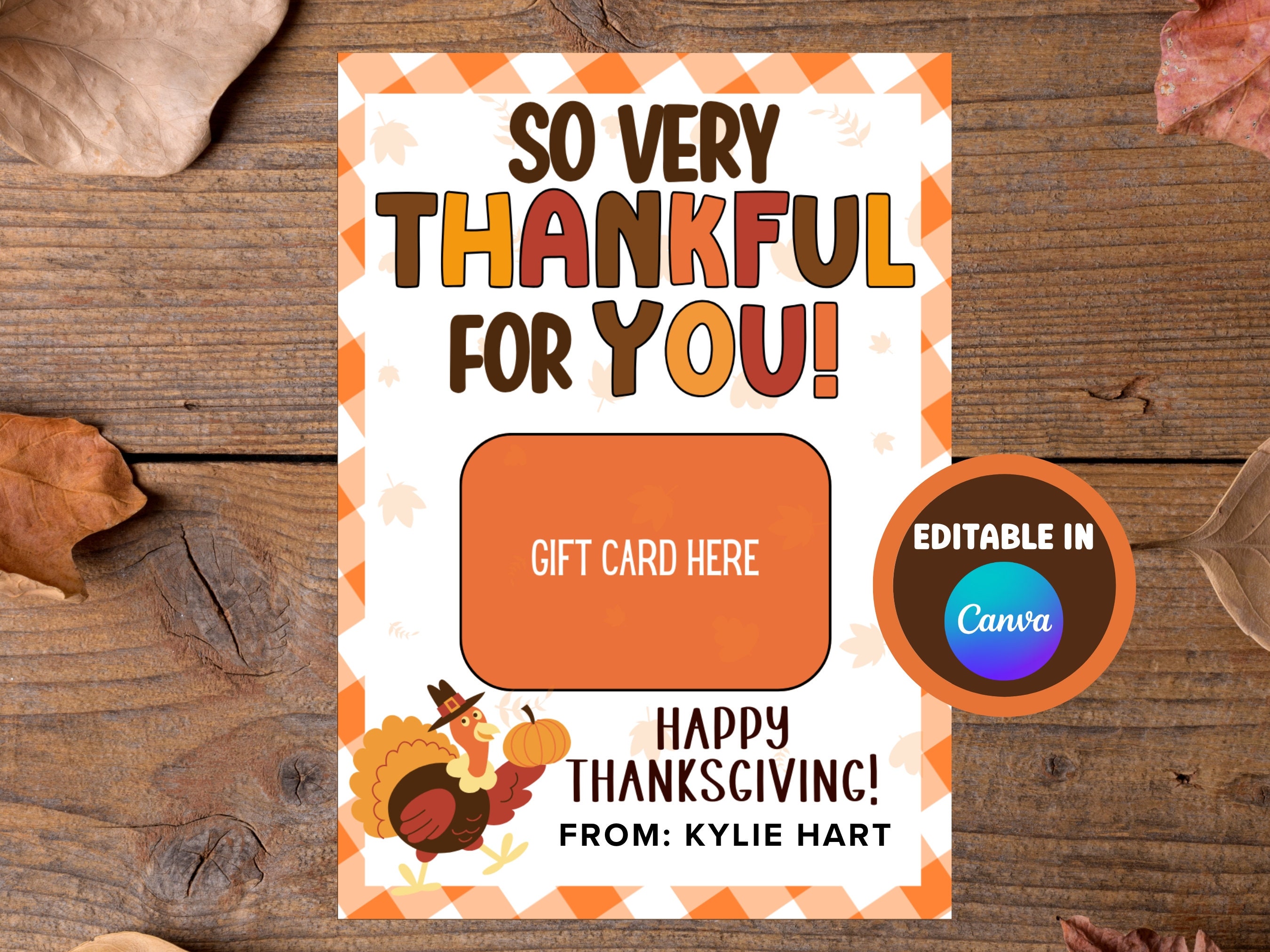 Thanksgiving Gift Card Printable, so Very Thankful Printable Card, 5x7 ...
