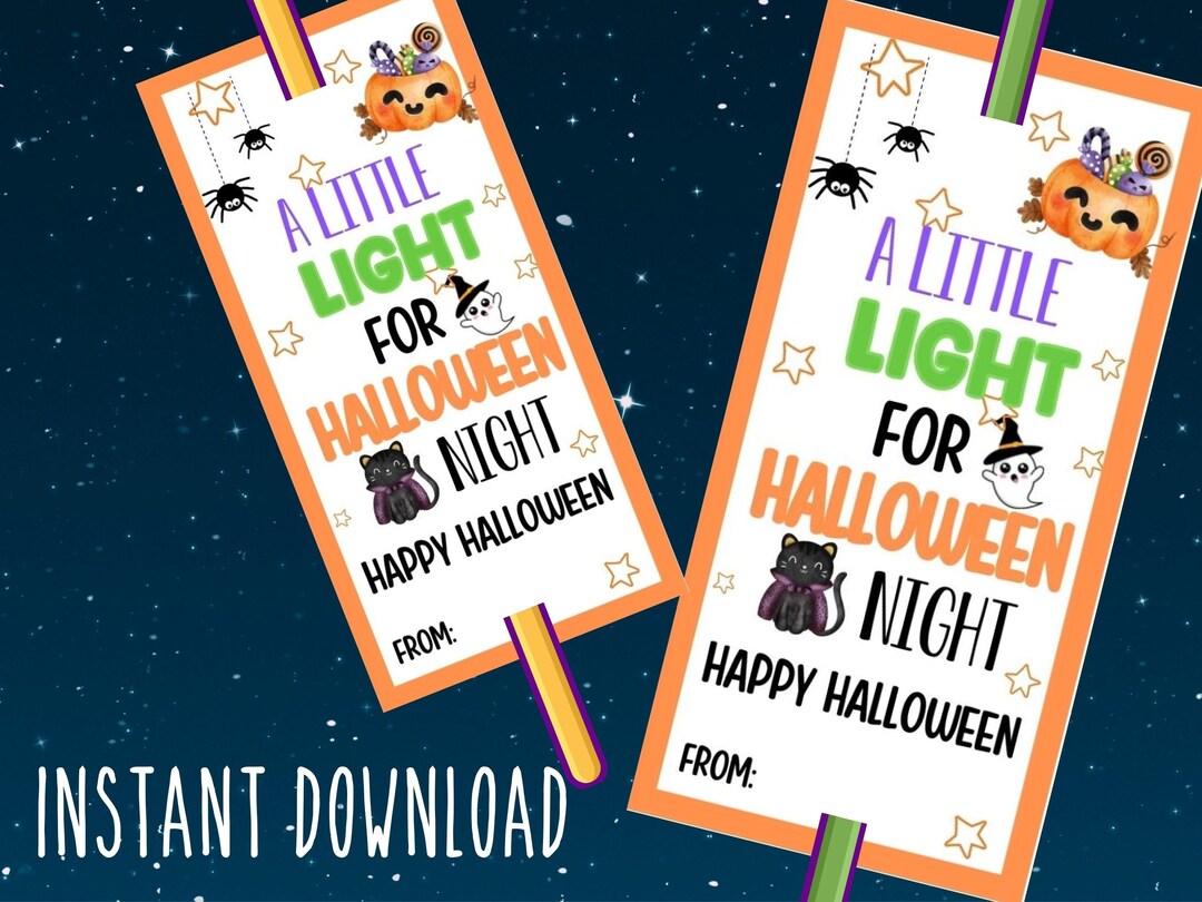 Glow Stick Tag, A Little Bit of Light for Halloween Night, Printable ...